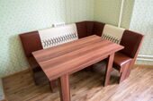 Перетяжка (обивка) кухонного уголка в мебельной мастерской Виконт в Москве